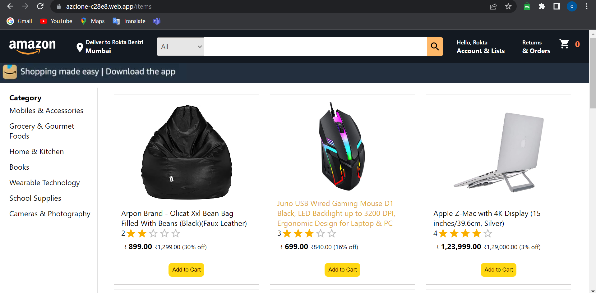 GitHub - PannagaMayya/azclone: Amazon Clone Website