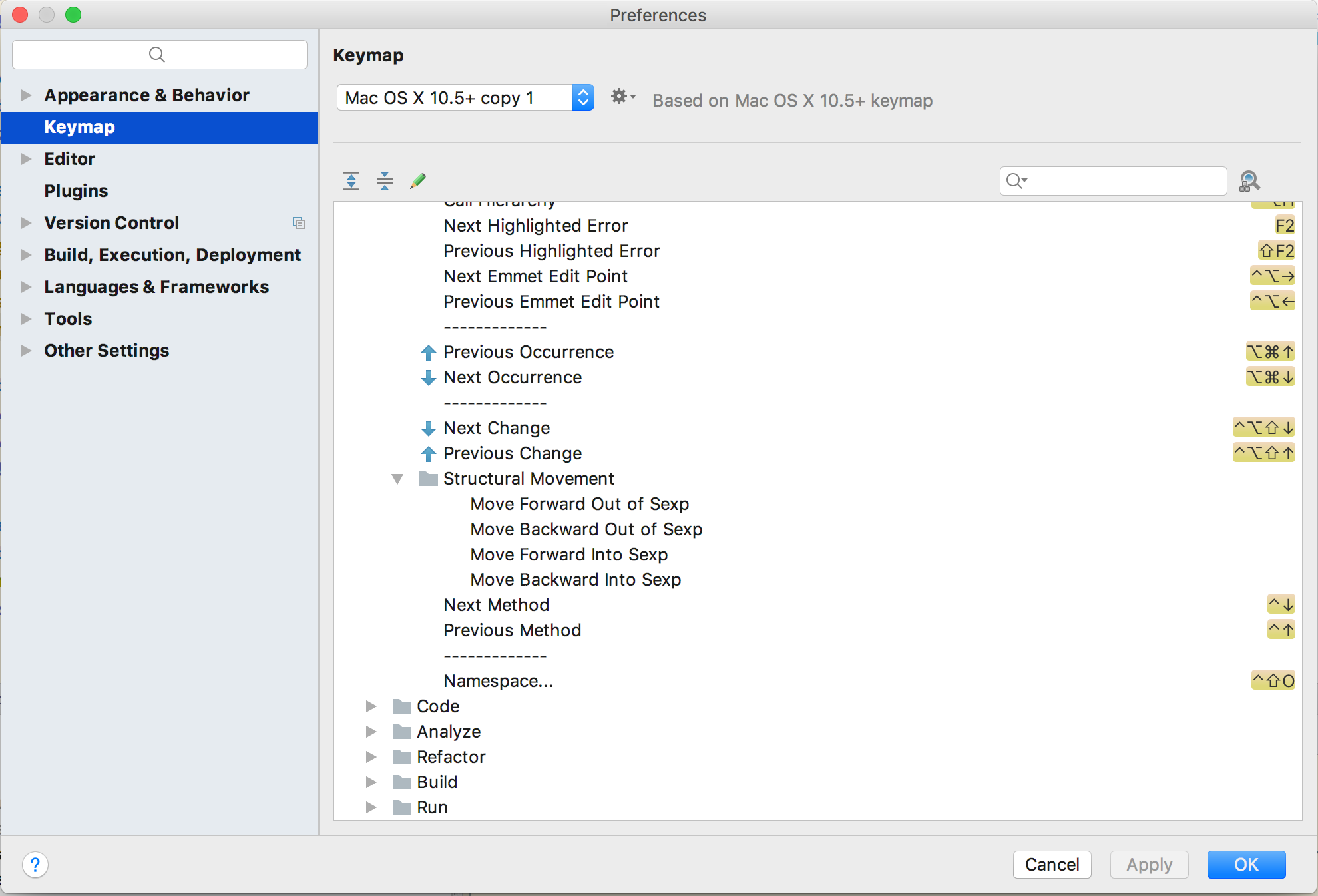 "Move forward" action is not listed in keymap · Issue #1880 · cursive-ide/cursive · GitHub