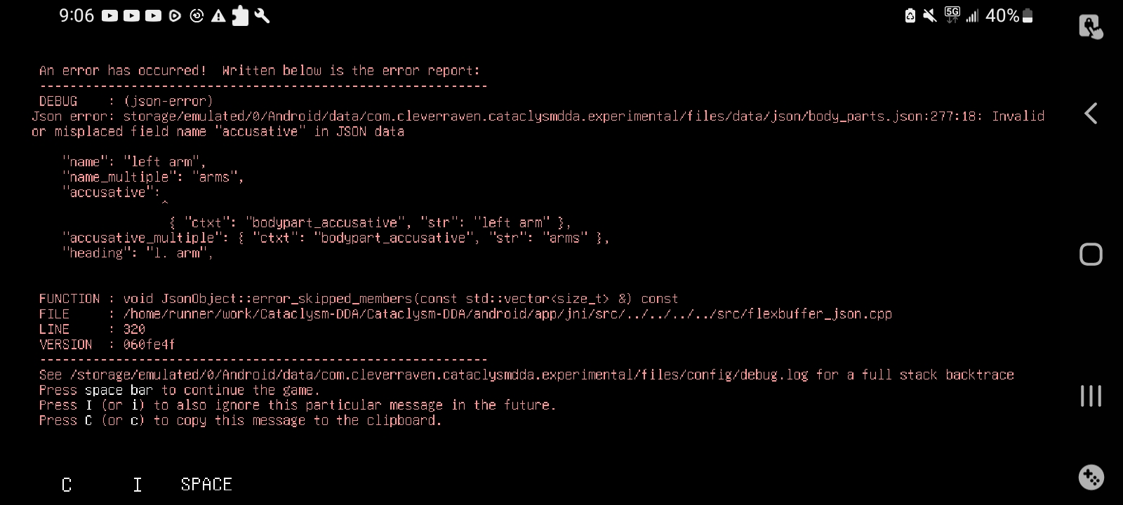 Json errors upon loading character. From #64922 likely · Issue #65162 · CleverRaven/Cataclysm ...