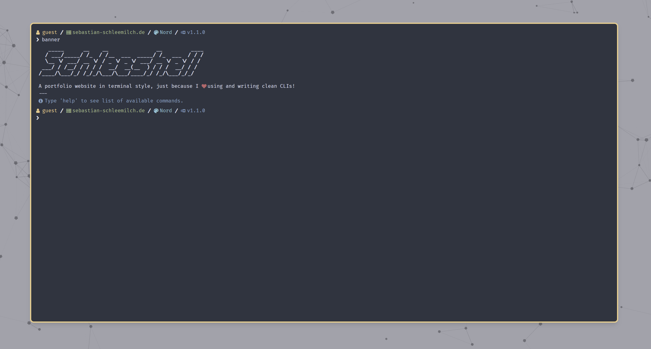 GitHub - sschleemilch/portfolio.terminal: Terminal based Portfolio website