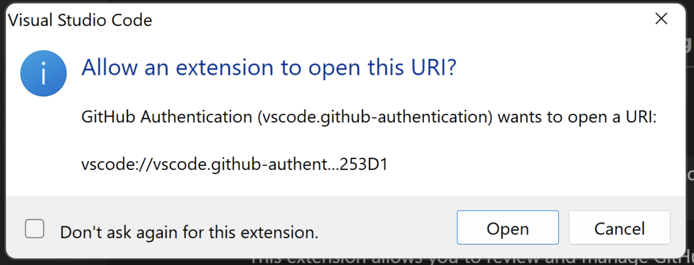 GitHub auth flow triggers allow URL prompt · Issue #169458 · microsoft/vscode · GitHub