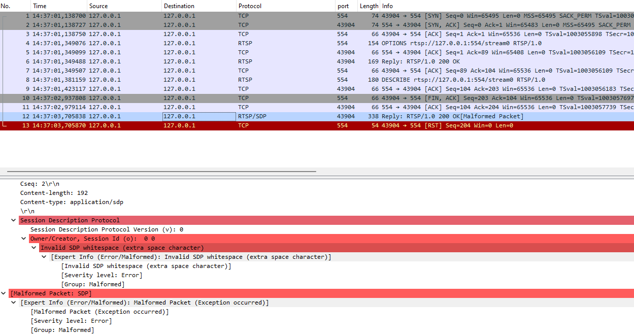 Error Unsupported Method Teardown And Invalid Sdp Whitespace Extra Space Character In