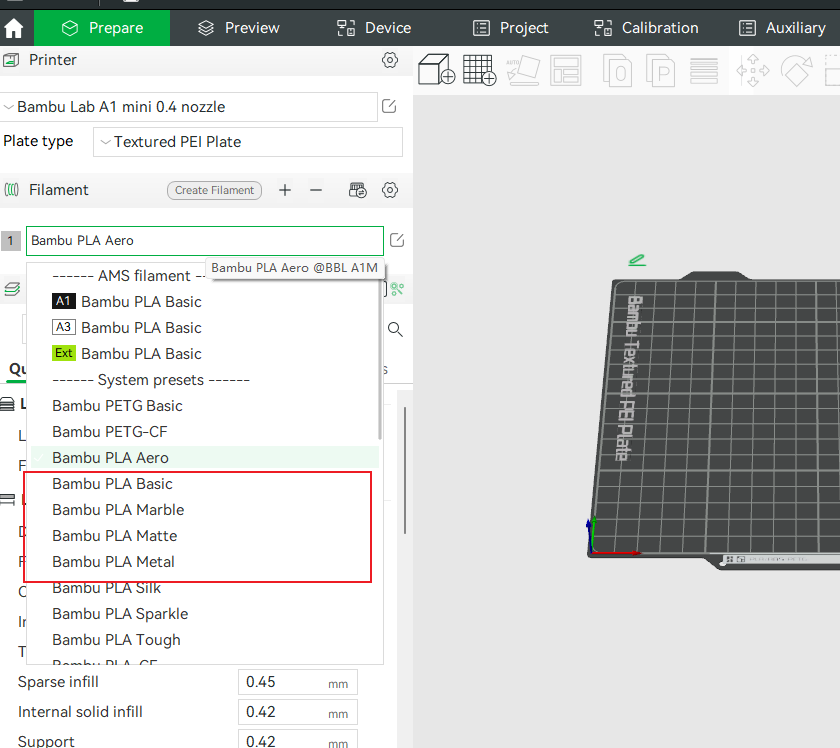 Can't print in PLA Aero using AMS · Issue #2533 · bambulab/BambuStudio · GitHub