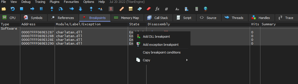 When selecting all Breakpoints, Cant disable/enable BPs · Issue #2925 · x64dbg/x64dbg · GitHub