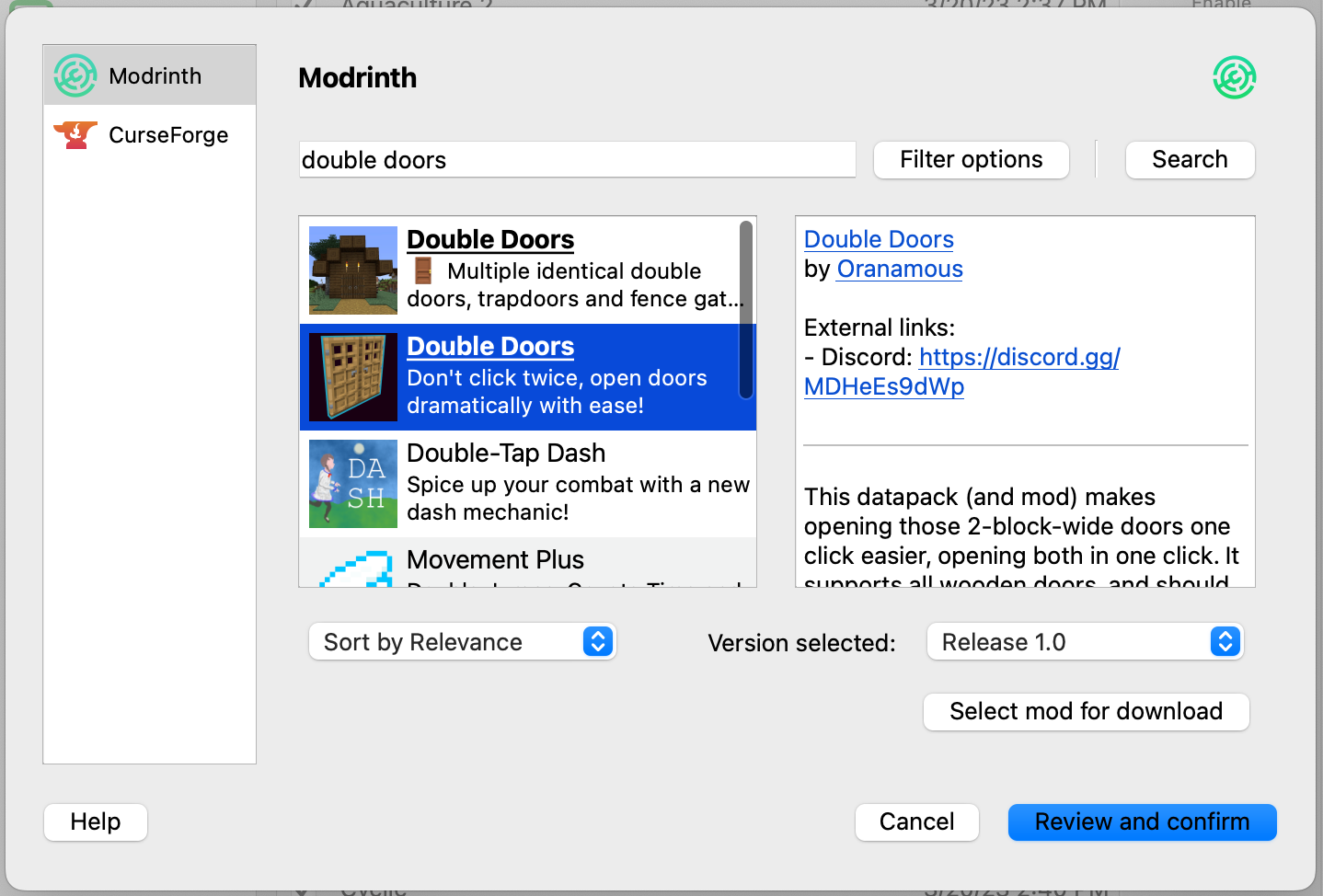 Selecting a mod for download displays all mods with the same name as selected · Issue #943 ...