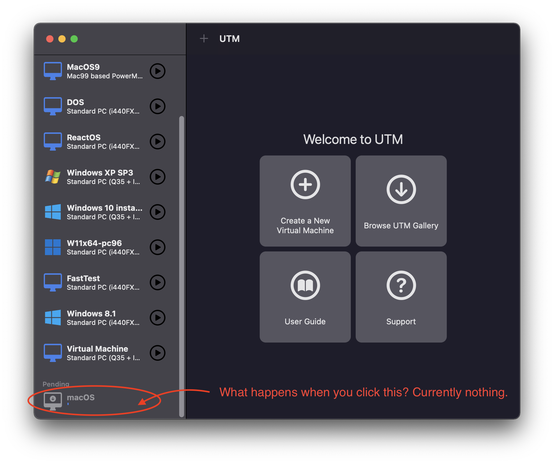 Show placeholder VM details view when a pending VM is selected · Issue #3432 · utmapp/UTM · GitHub