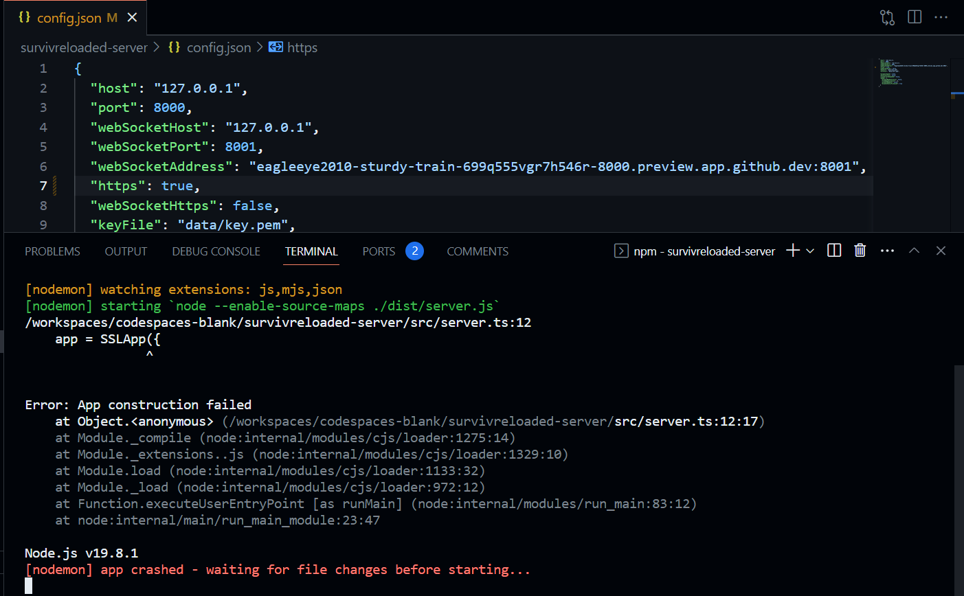 Github Codespaces Returns "Failed Joining Game" · Issue #74 · HasangerGames/survivreloaded ...