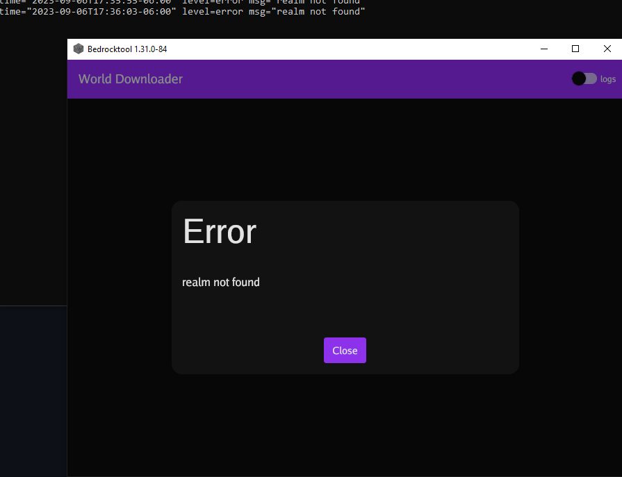World downloader not working in realms · Issue #100 · bedrock-tool/bedrocktool · GitHub