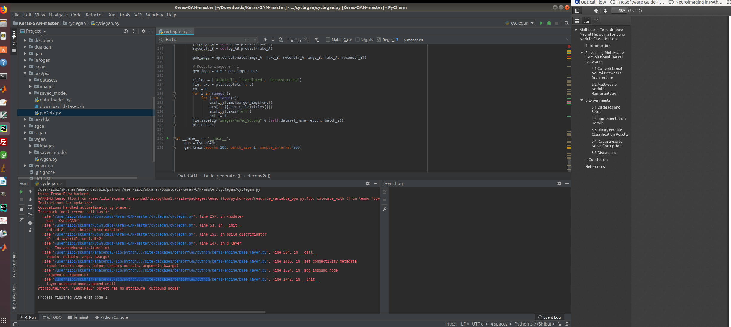 Keras: layer.outbound_nodes.append(self) AttributeError: 'LeakyReLU' object has no attribute ...