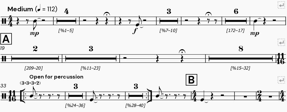 Bar number ranges shown beneath multi-measure rests are wildly incorrect (math/character mapping ...