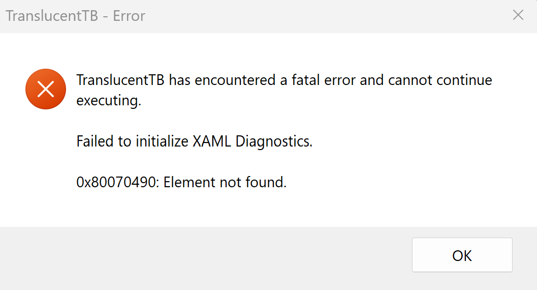 Bug In The Latest Windows Perview Translucenttb Causes File Explorer To Crash · Issue 909 