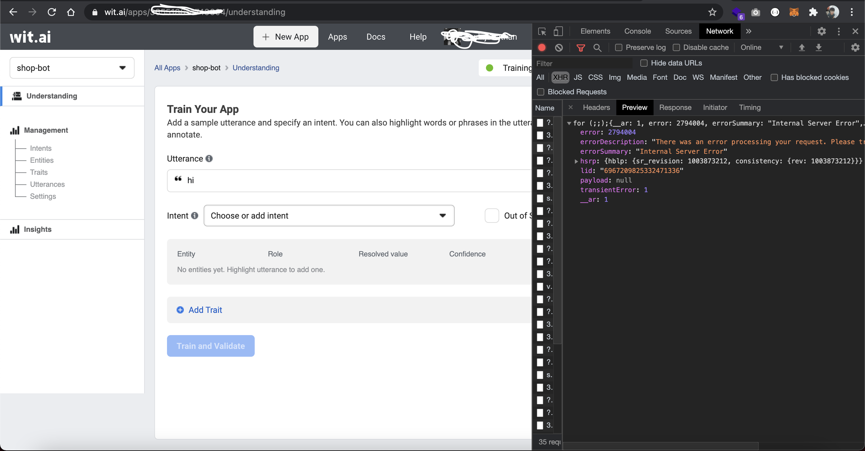 Wit.ai internal server error · Issue #2095 · wit-ai/wit · GitHub