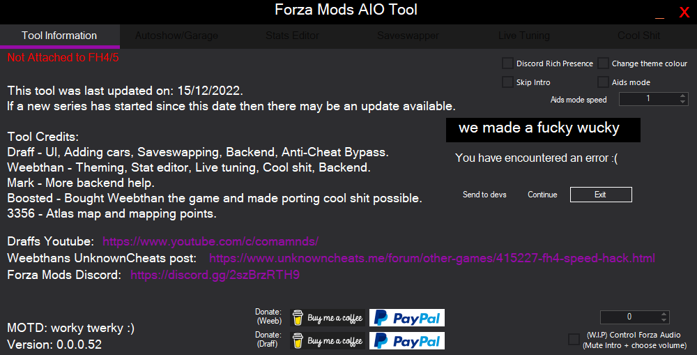 [Bug]: error · Issue #125 · ForzaMods/AIO · GitHub
