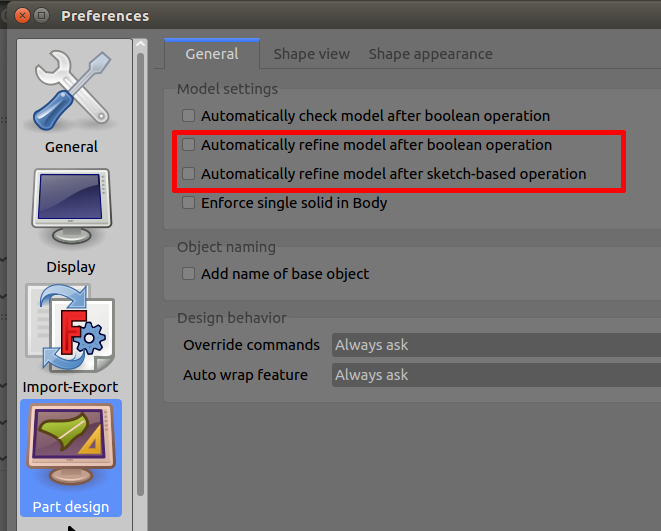 Feature proposal: Add a refine checkbox to dialogs of additive, substractive and transformation ...