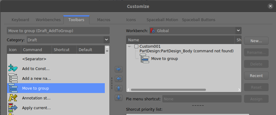 The shortcut key is not working (note: Outside the draft workbench) · Issue #1184 · realthunder ...
