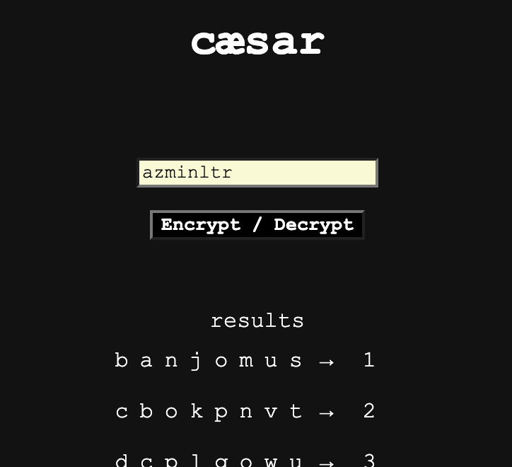 GitHub - cleanmountain/caesar: Simple tool with front end to make it easy to solve (or make ...