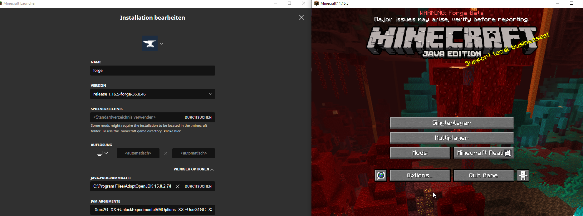 Launcher crashes and game doesn't load when trying to use java 15 ...