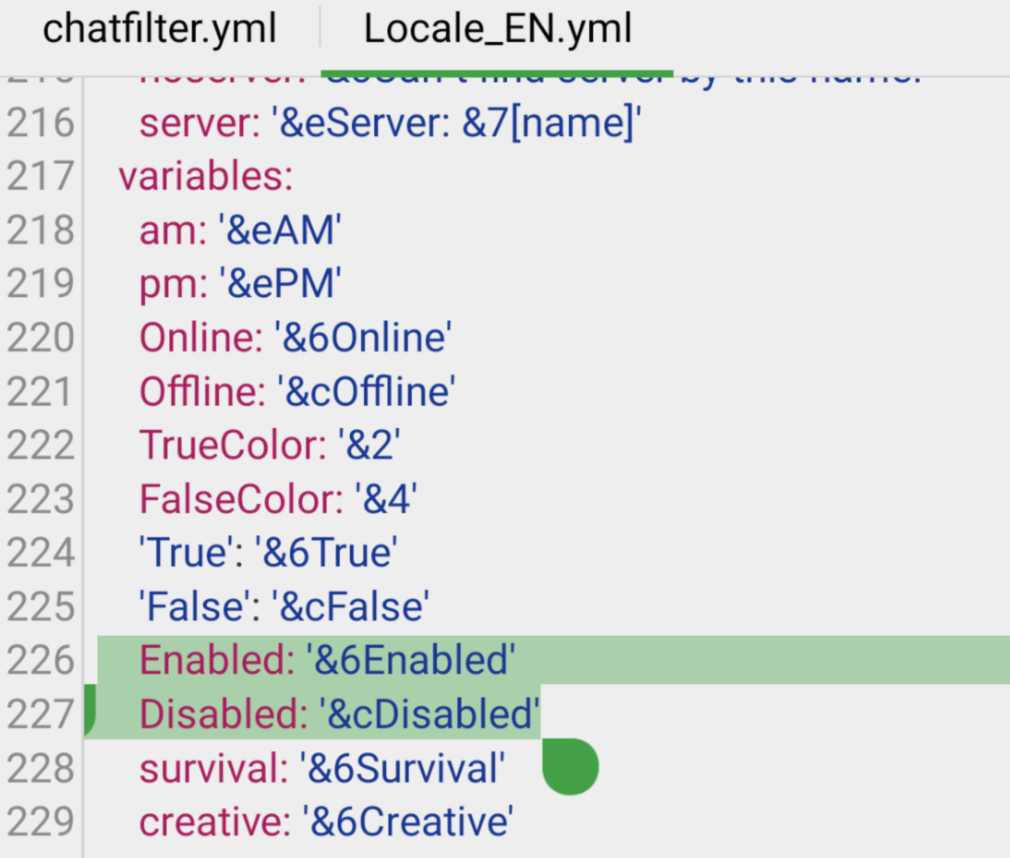 Changing Color-Codes For [boolean] Values In locale.yml Files · Issue #5974 · Zrips/CMI · GitHub