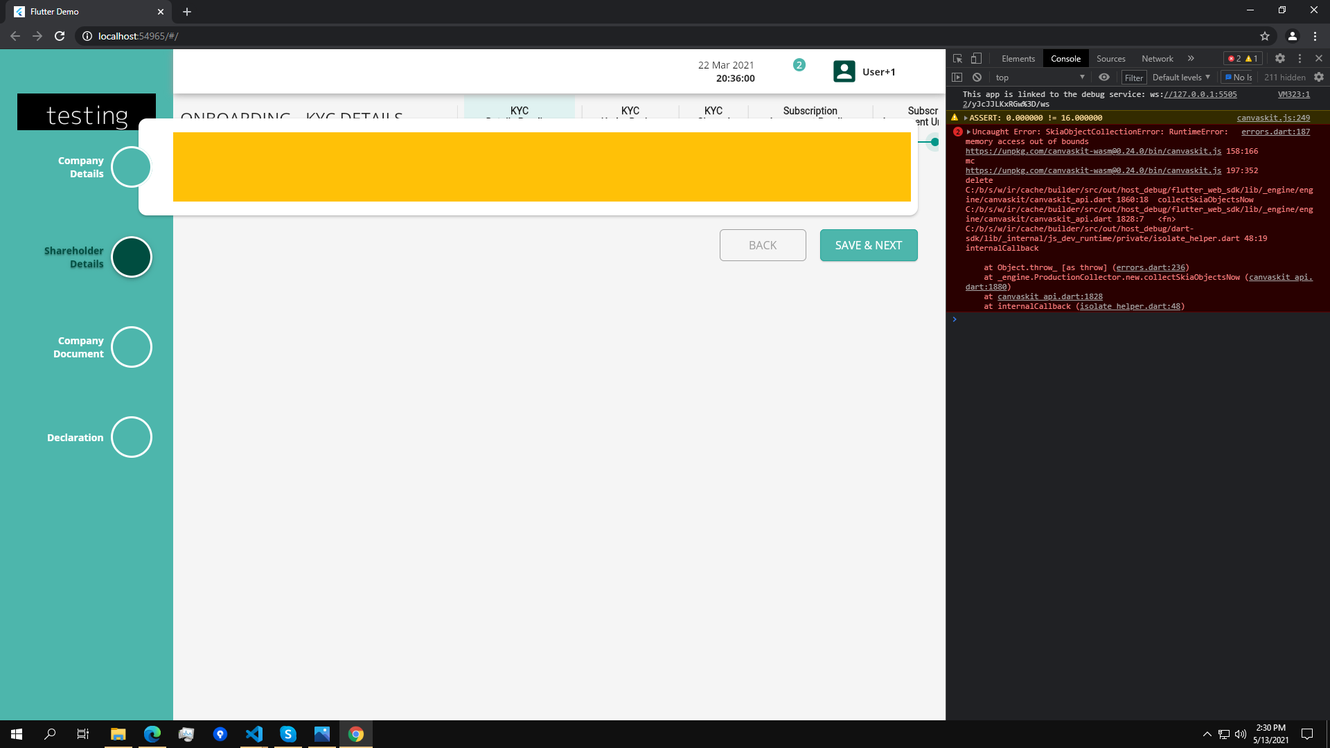 Running into "SkiaObjectCollectionError: RuntimeError: memory access out of bounds" error ...
