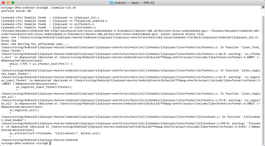mac下编译安卓的ijkplayer到最后一步出错 · Issue #4823 · bilibili/ijkplayer · GitHub