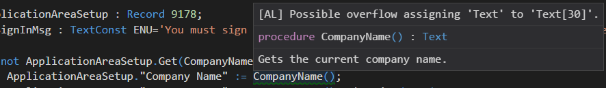 CodeAnalysis: Possible Overflow · Issue #1462 · microsoft/AL · GitHub