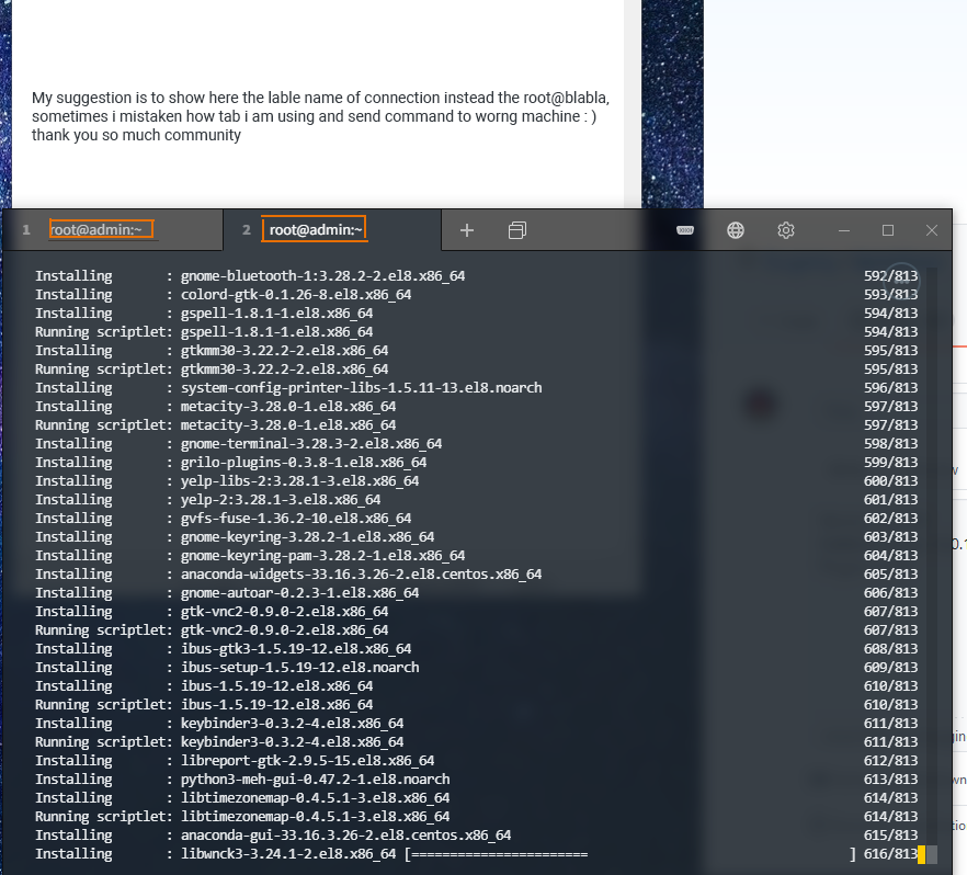"lable name of connection" instead the root@ · Issue #3432 · Eugeny/tabby · GitHub