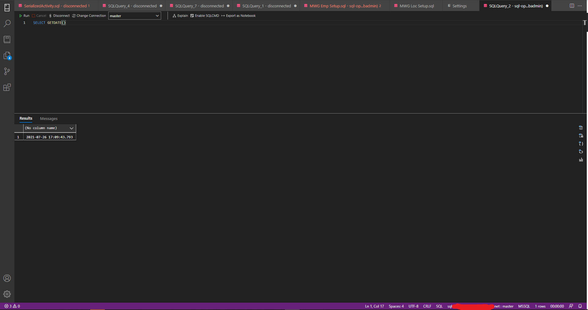 SQL connection toolbar disappears when saving new .sql file or opening an existing .sql file ...