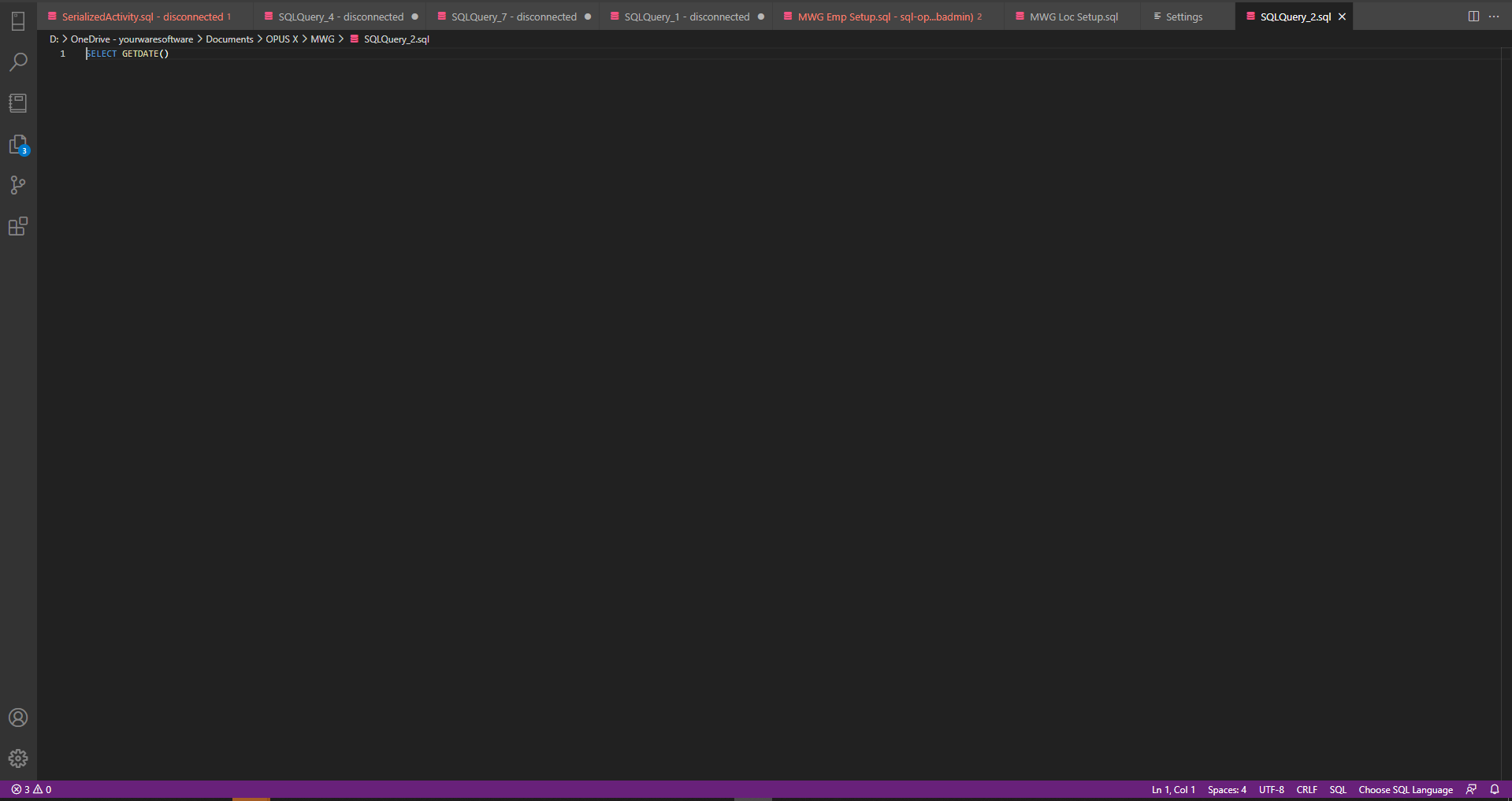 SQL connection toolbar disappears when saving new .sql file or opening an existing .sql file ...