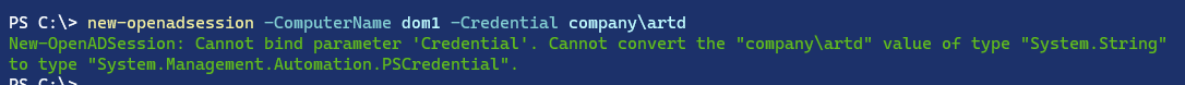 Credential Parameter should prompt · Issue #24 · jborean93/PSOpenAD · GitHub