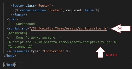 {% script src="..." %} doesn't works on 1.0.0-rc2-16130 · Issue #9271 · OrchardCMS/OrchardCore ...