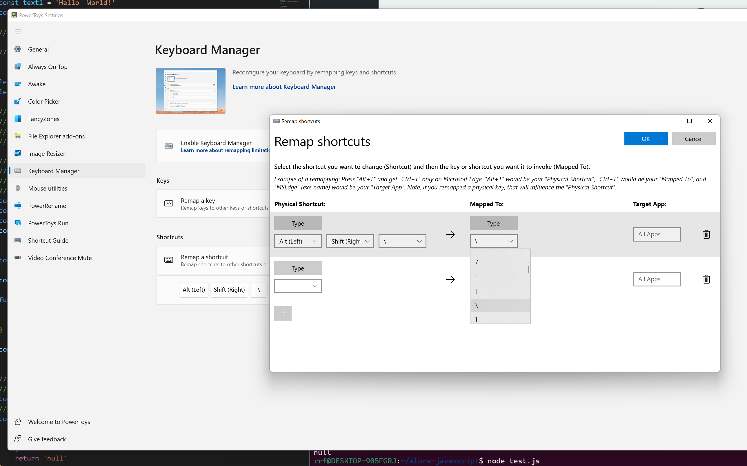 Don't see a PIPE in the 'Mapped to' list inside Keyboard Manager shorcuts · Issue #20042 ...