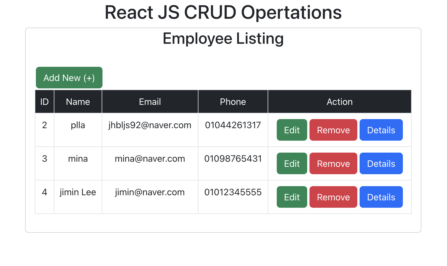 GitHub - plla2/React-crud: π react + JSON-server κ³ μ©μλ€μ μ 보 νμΈ,μΆκ°,μμ λ₯Ό ν μ ... GitHub - plla2/React-crud: π react + JSON-server κ³ μ©μλ€μ μ 보 νμΈ,μΆκ°,μμ λ₯Ό ν μ ...