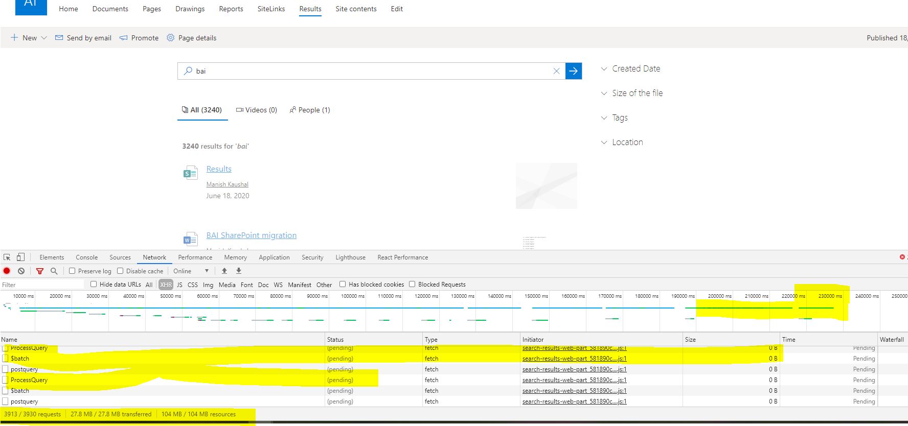 Modern search result spfx webpart keeps firing PostQuery and browser errors Out of Memory ...