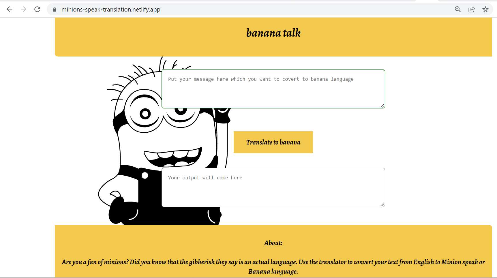 GitHub - Shalinigupta6129/Minions-speak-app: This app will translate an input into minion ...