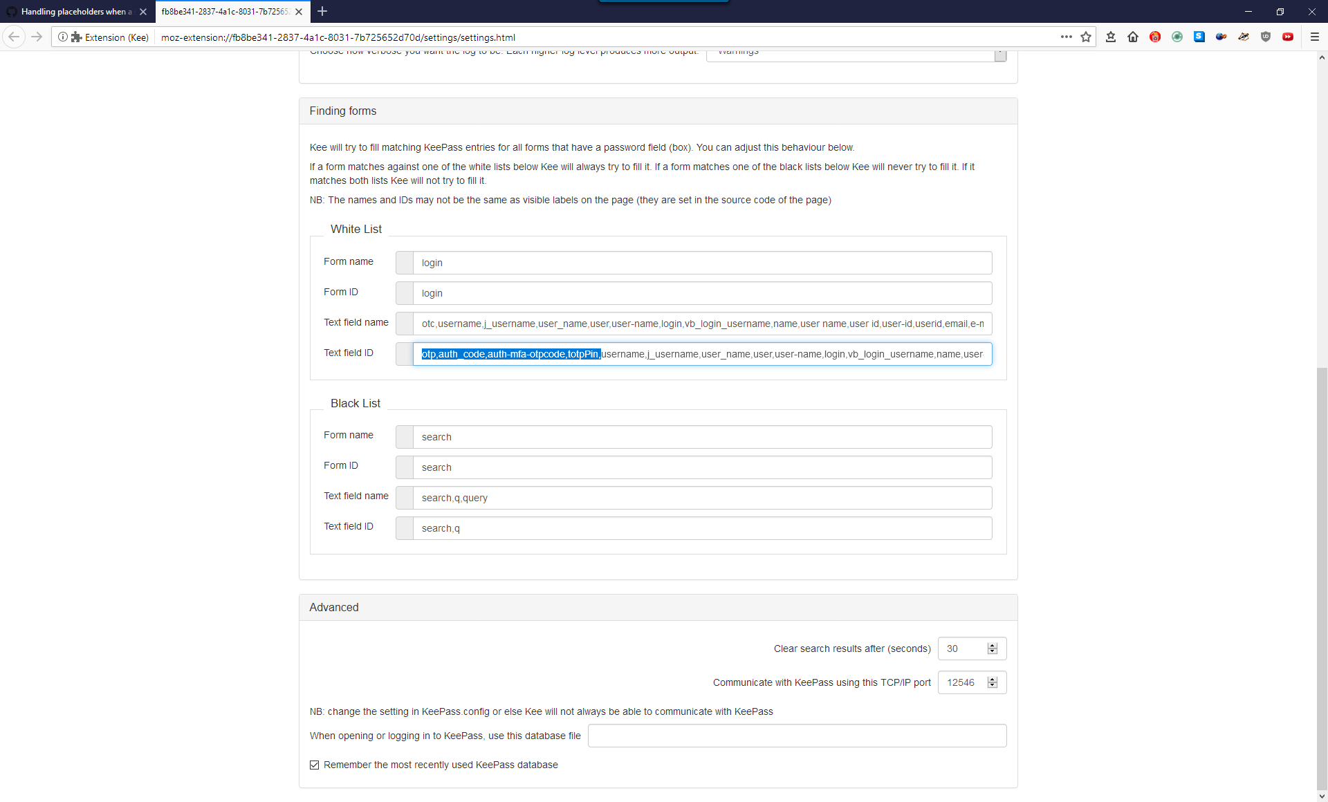 Handling placeholders when a second form is raised · Issue #45 · kee-org/keepassrpc · GitHub