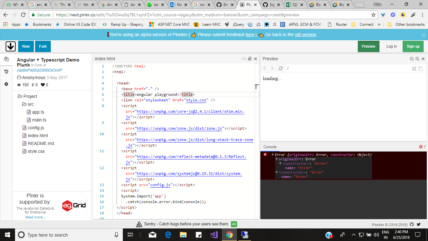 Plunker projects is not working · Issue #91 · plnkr/feedback · GitHub