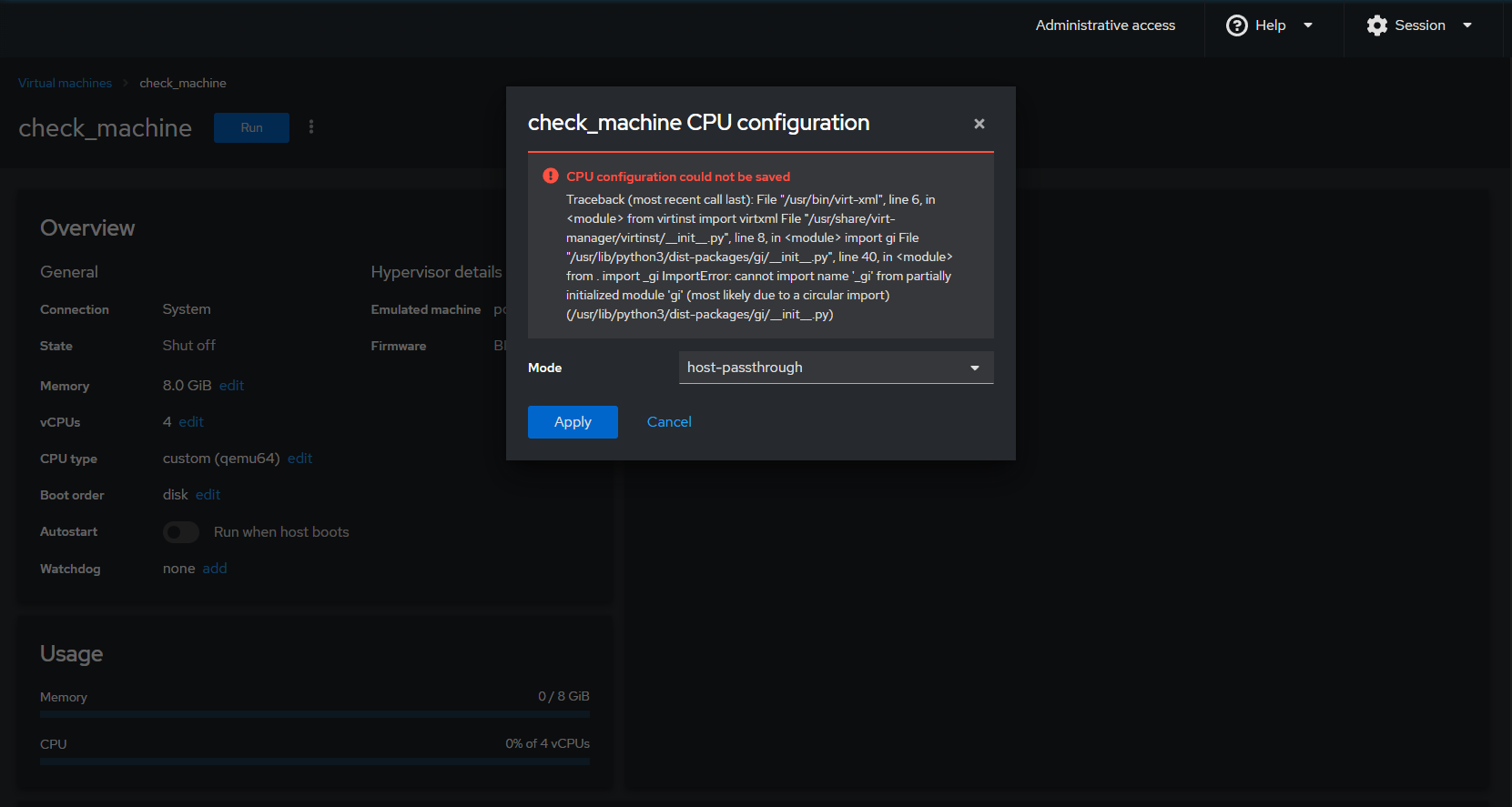Virtual Machine Vm Config Issues · Issue 1129 · Cockpit Projectcockpit Machines · Github