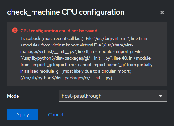 Virtual Machine (VM) config issues. · Issue #1129 · cockpit-project/cockpit-machines · GitHub