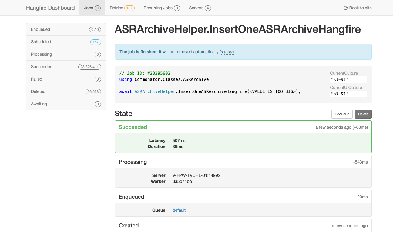 Succeeded jobs are not deleted - never · Issue #1685 · HangfireIO/Hangfire · GitHub