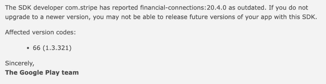 [Google Play] Upgrade to a newer com.stripe SDK version · Issue #1075 ...