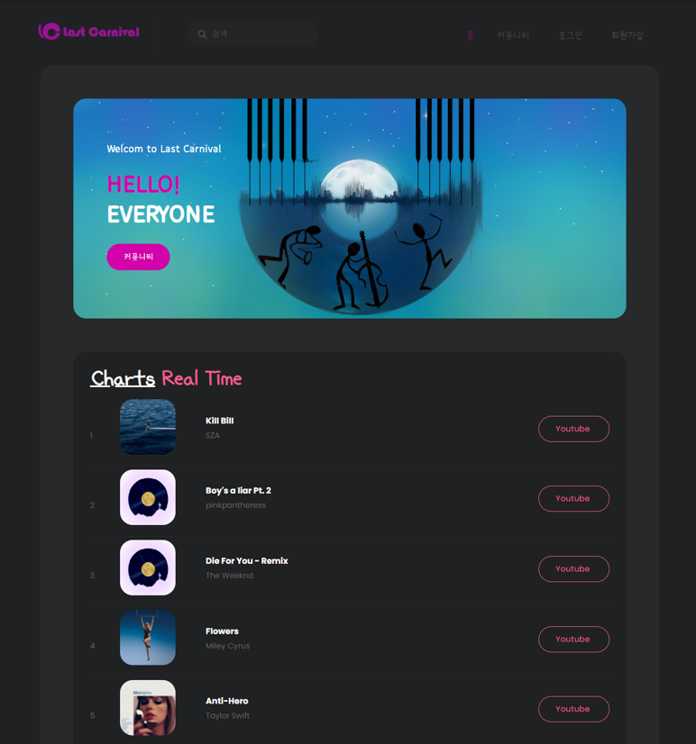 GitHub - SeungKyu37/last_carnival: 해외 음악 차트 커뮤니티