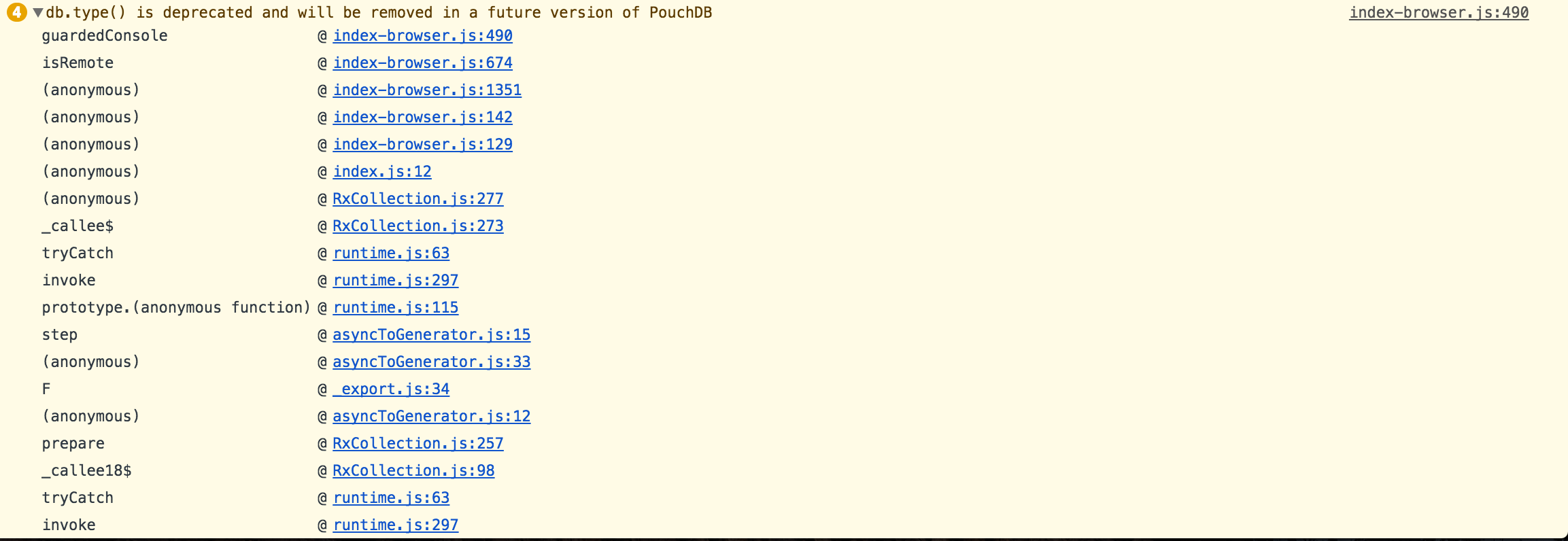 db.type() is deprecated and will be removed in a future version of PouchDB · Issue #257 · pubkey ...