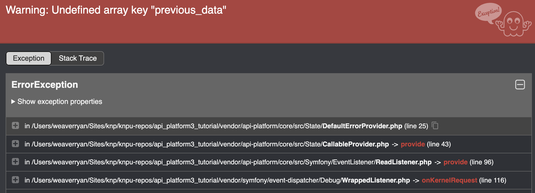 Warning: Undefined array key "previous_data" from DefaultErrorProvider · Issue #5715 · api ...
