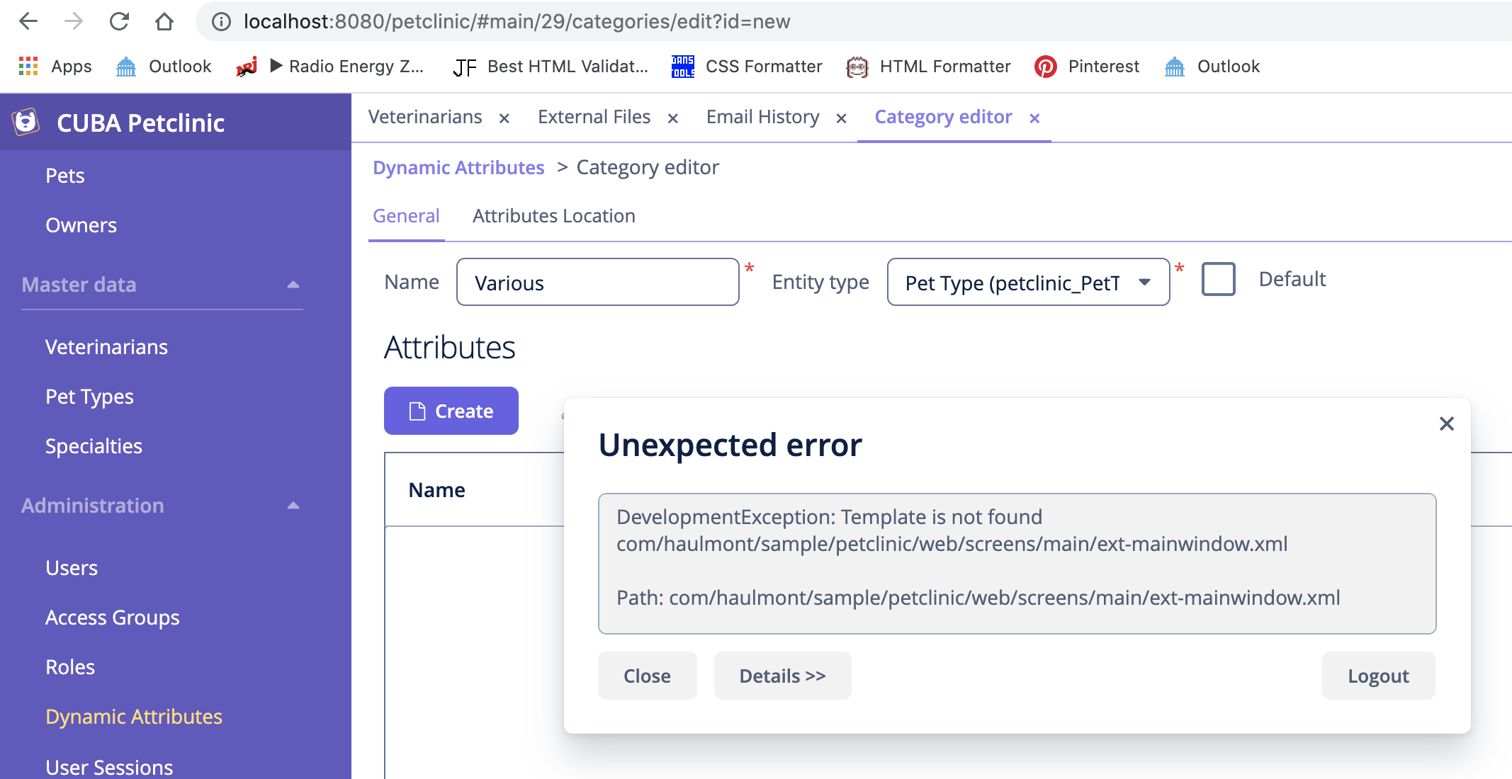 Developmentexception Template Is Not Found When Trying To Add Dynamic Attributes · Issue 31