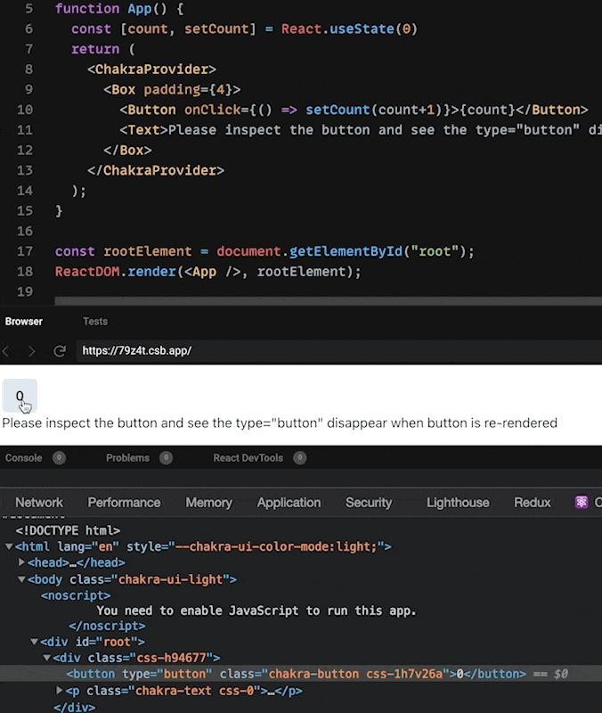 Button type disappear when Button is re-rendered · Issue #3879 · chakra-ui/chakra-ui · GitHub