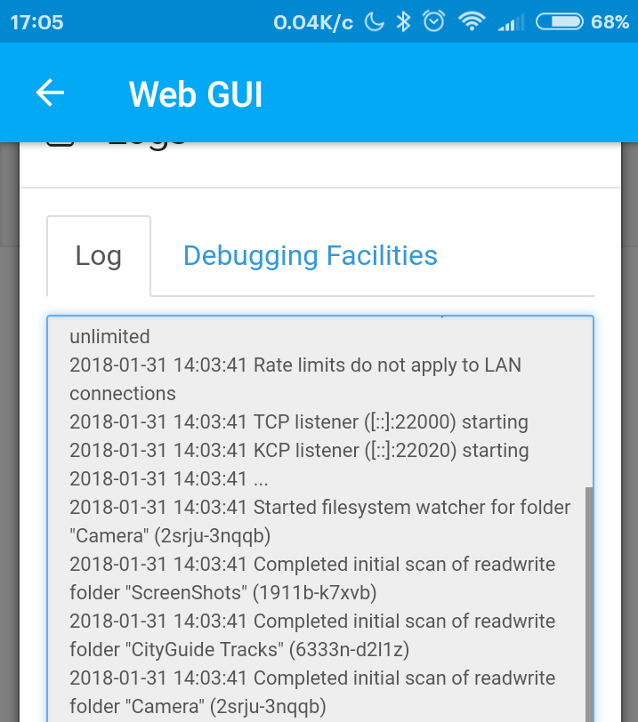 FS Watcher does not seem to work, logs broken too · Issue #1013 · syncthing/syncthing-android ...