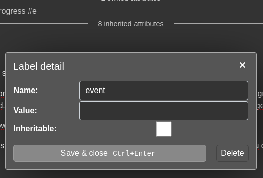 [Bug] Adding new attribute with the + menu, clicking on suggested text ...