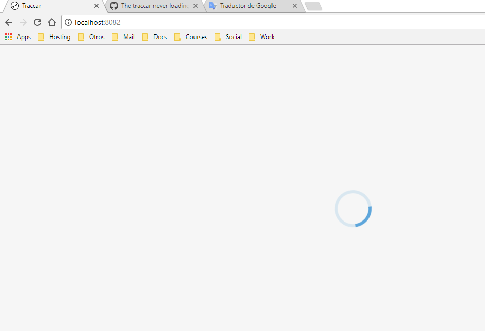 Web traccar does not load, it stays in the blue circle and at the end it opens connection error ...