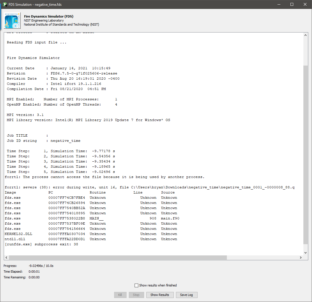 File Access Error when T_BEGIN=-10.0 · Issue #9108 · firemodels/fds · GitHub