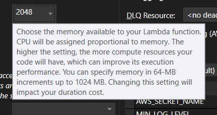 Max Memory In "Publish To AWS Lambda" Wizard Is "3008" · Issue #362 · aws/aws-toolkit-visual ...